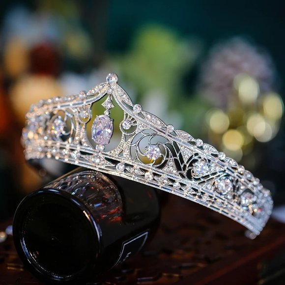 Accessories | Vintage Silver Tiara Crown Wedding Queen Diadem Pageant ...